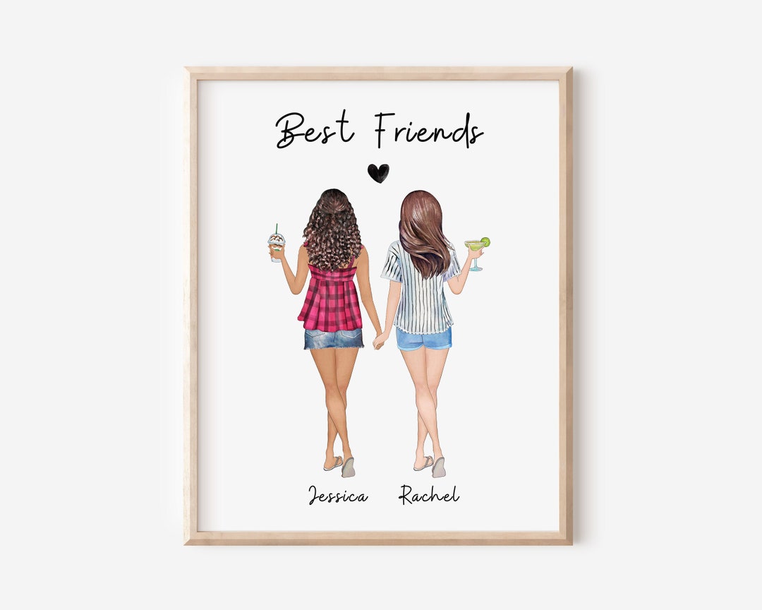 Printable Best Friends Portrait, Bestie Portrait, Gift for Her ...