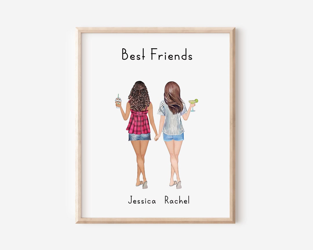 Printable Best Friends Portrait Bestie Portrait Gift for - Etsy
