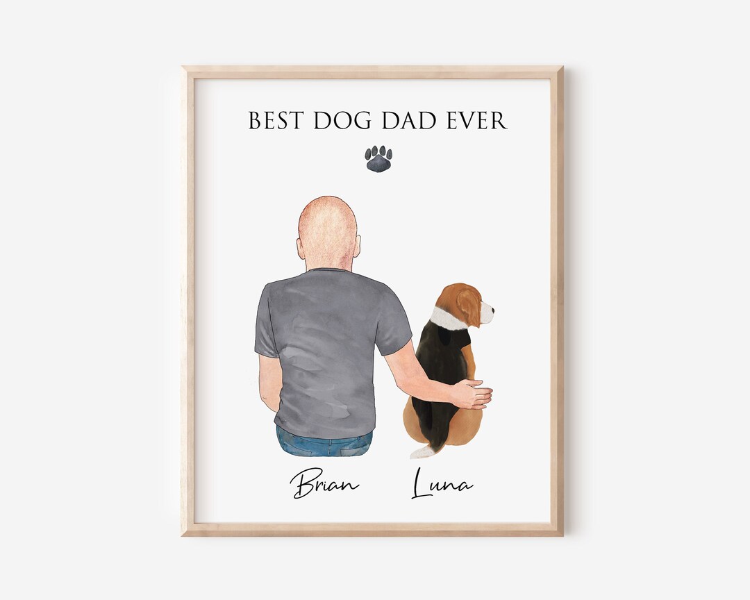 Personalized Dog Dad Portrait, Pet Lover Gift, Dog Family Portrait ...