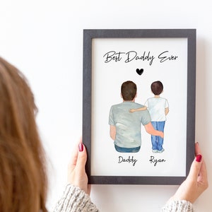 Personalized Father and Son Gift, Custom Dad Son Portrait, Fathers Day ...