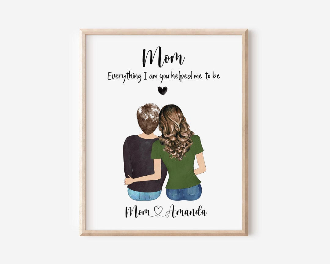 Custom Mother Daughter Portrait, Personalized Gift for Mom From ...