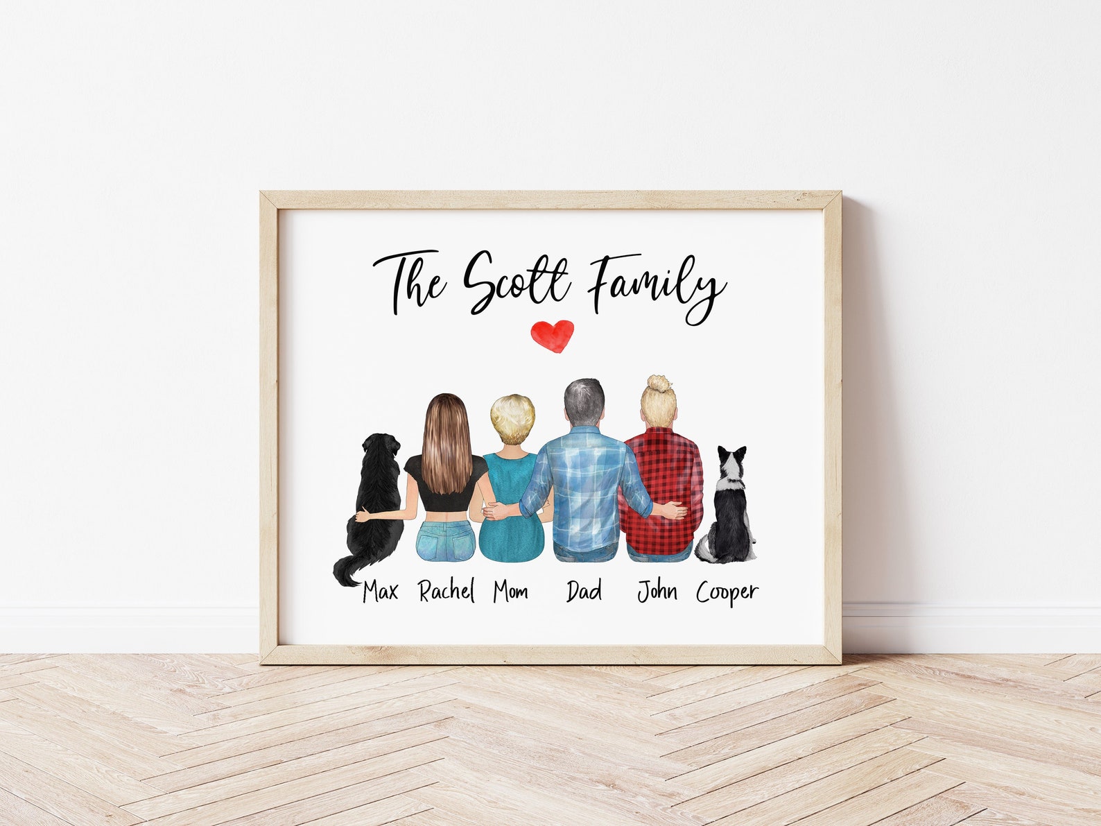 Printable Digital Personalized Family Portrait With Pets - Etsy