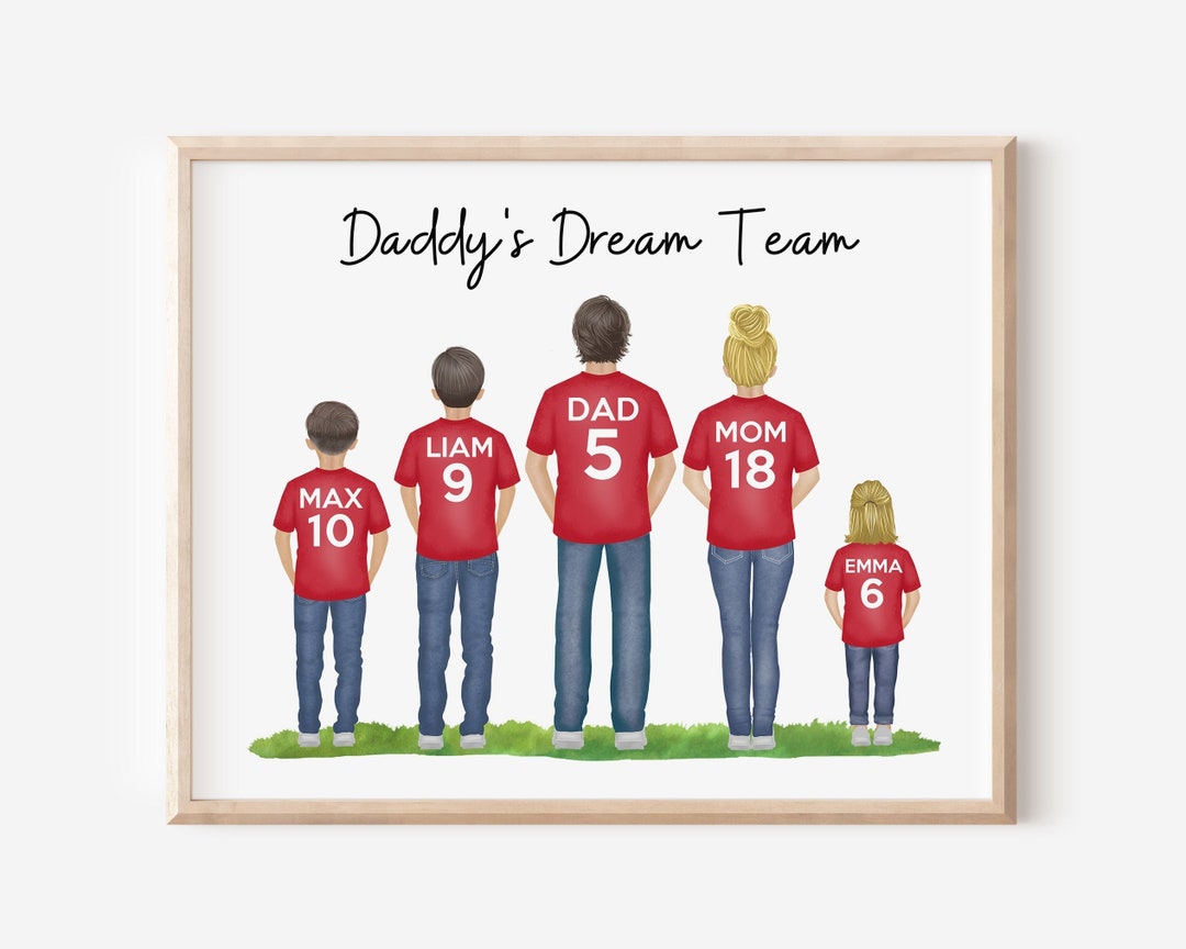 Personalized Fathers Day Gift, Daddys Dream Team Print, Football Family ...
