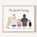 Printable Digital Personalized Family Portrait With Pets, Custom Family ...