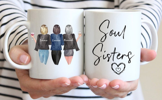 Custom Soul Sisters Mug Soul Sister Cup 3 Best Friends Mug | Etsy