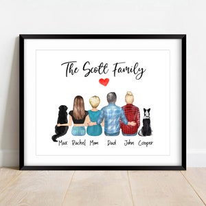 Printable Digital Personalized Family Portrait With Pets - Etsy