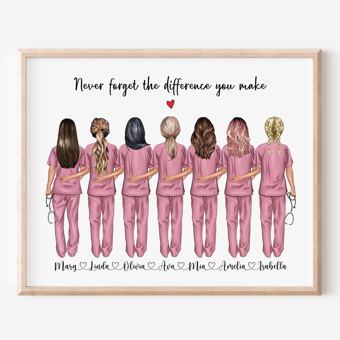 Personalized Nurses Best Friends Portrait Print, Nurse Friends Print ...