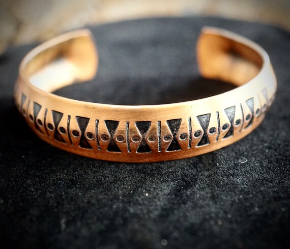 Vintage Copper Native American Style Bracelet - Gem