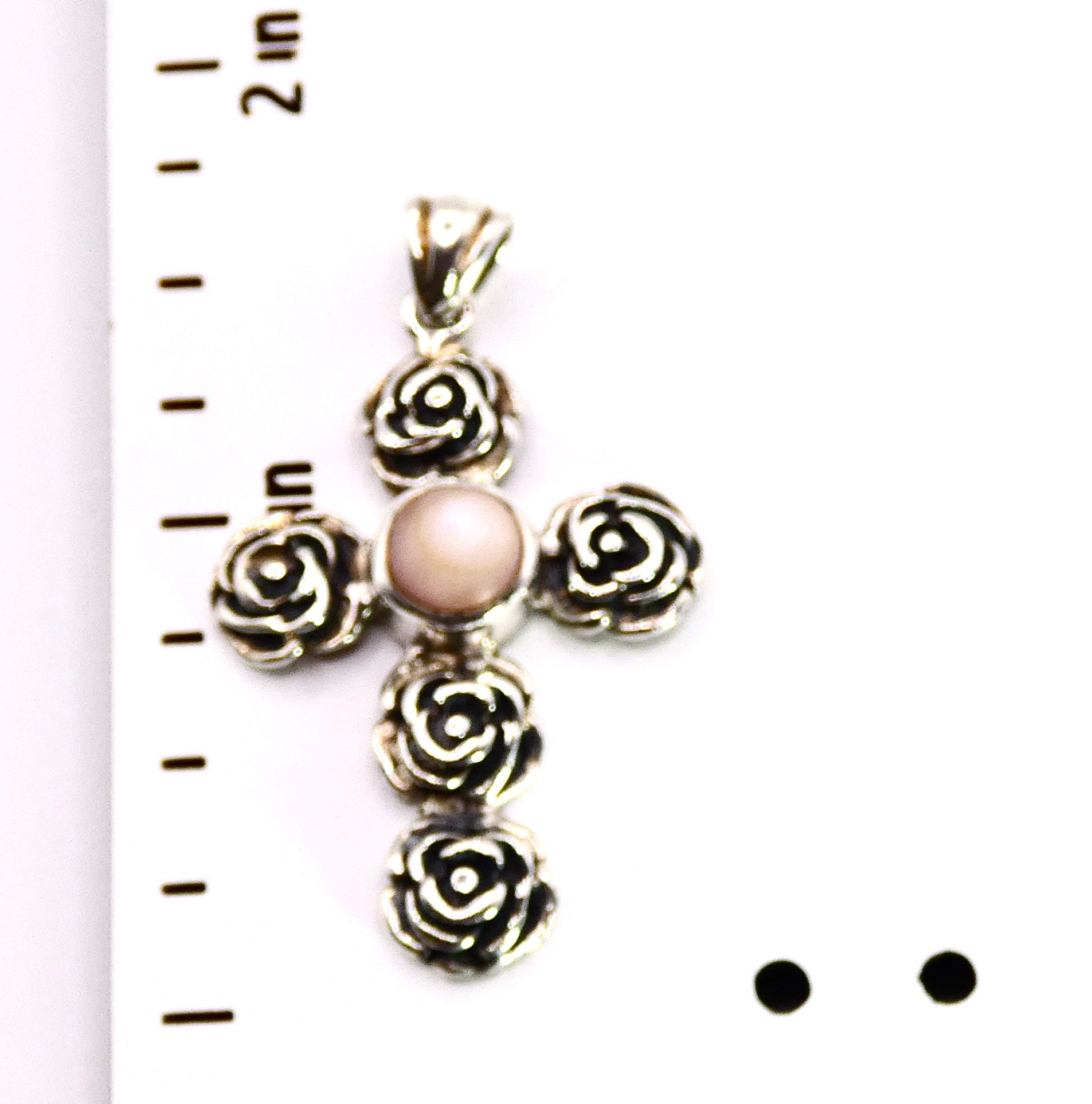 Vintage Mexico Rose of Sharon Cross Sterling Silver & Mother of Pearl ...
