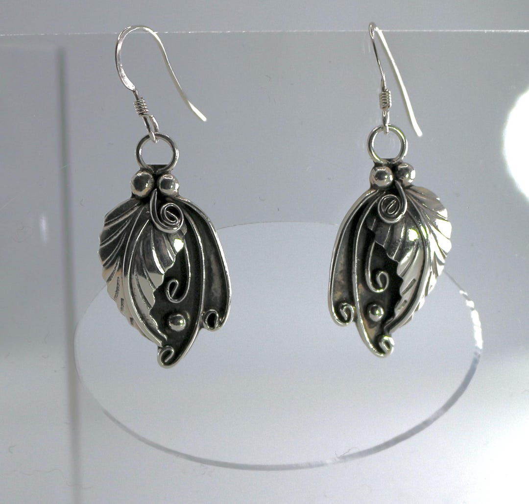 Native American Leaf & Vine Sterling Silver Vintage Earrings - Etsy