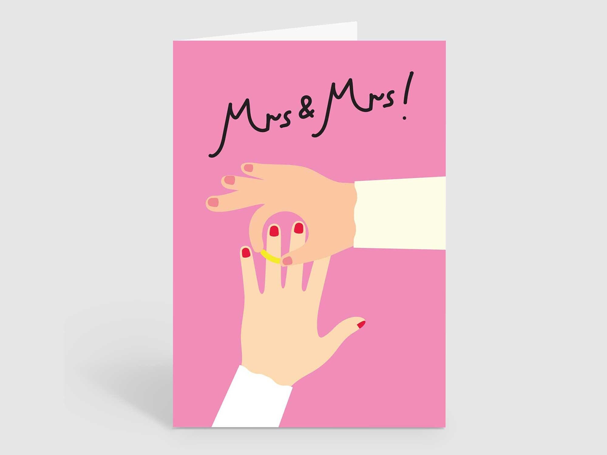 Lesbian Wedding Card Mrs And Mrs Card Cute Lgbtq Congratulations Card