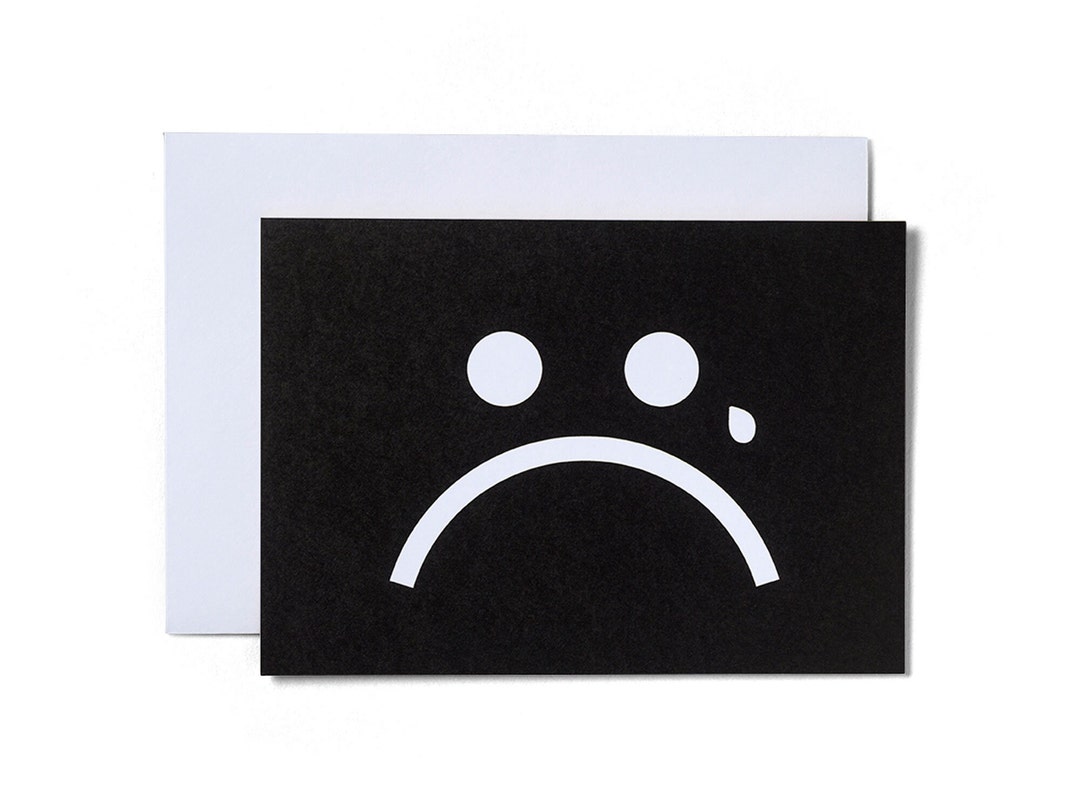 Sad Face Card, Simple Sympathy, Condolence, Sorry for Your Loss ...