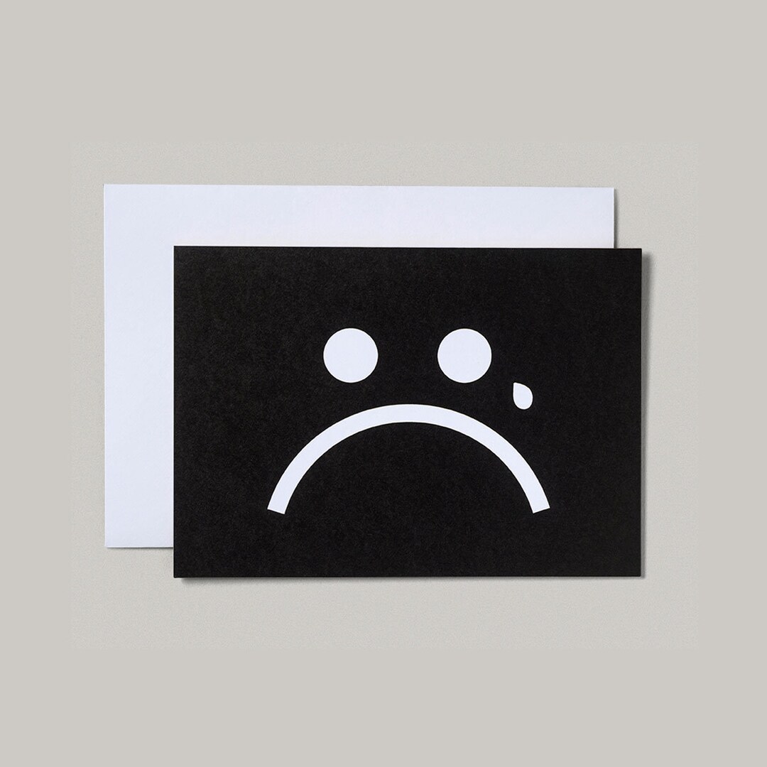 Sad Face Card Simple Farewell Card Sympathy Condolence - Etsy