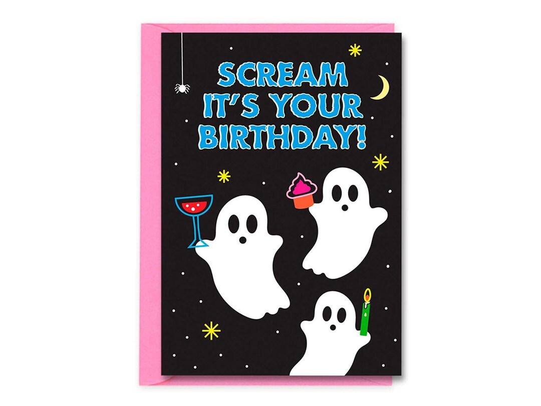Scream Ghosts Birthday Card Funny Spooky Cute Ghouls October - Etsy