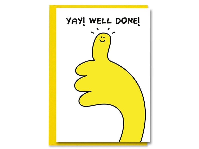 Yay Well Done Funny Cute Thumbs up Card, Congratulations, Passed Your ...