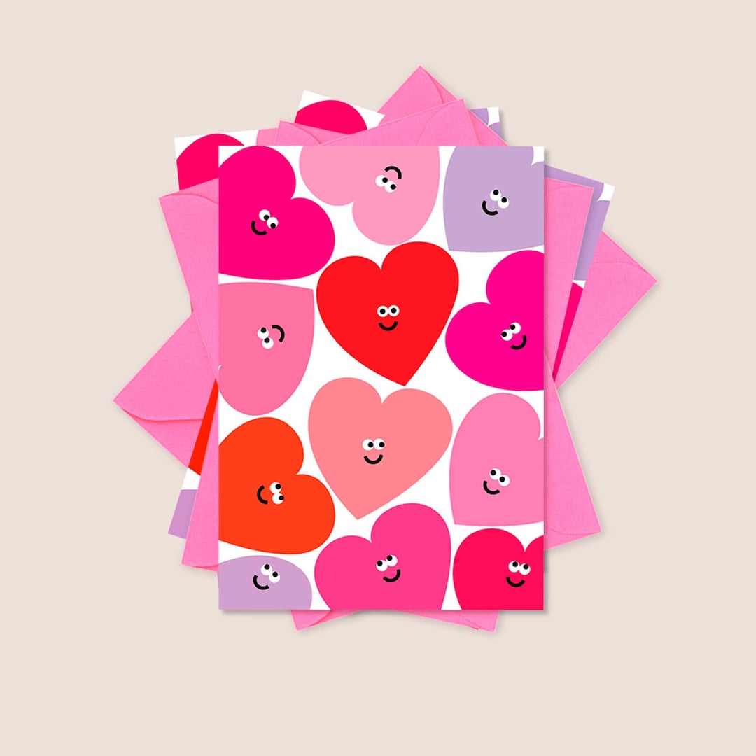 Love Hearts Card Set Bundle of 1, 2, 3, 6 Love Notes, Fun Cute ...