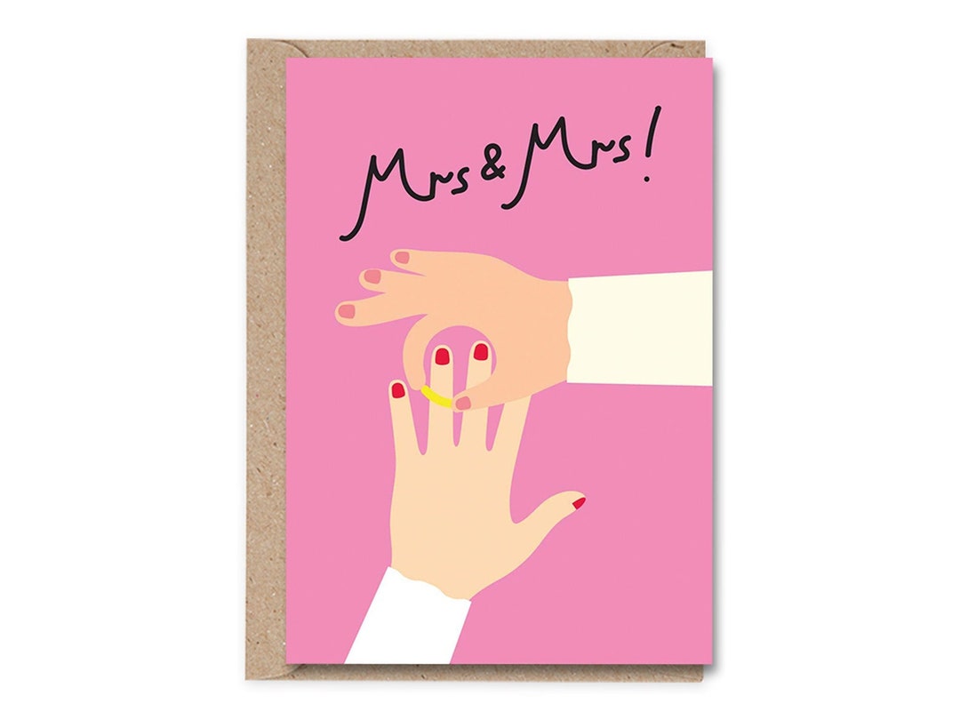Lesbian Wedding Card Mrs And Mrs Card Cute Lgbtq Congratulations Card