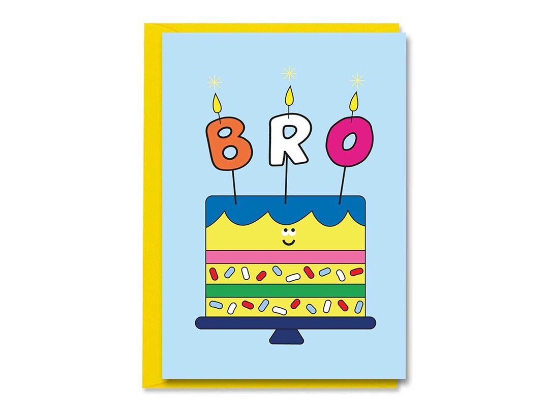 BRO Brother Birthday Card, Fun Cute Birthday Candles Sprinkles Cake ...