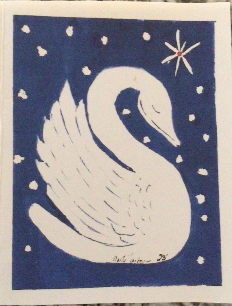 Watercolor Holiday Cards of a Beautiful Swan in the Snow - Etsy