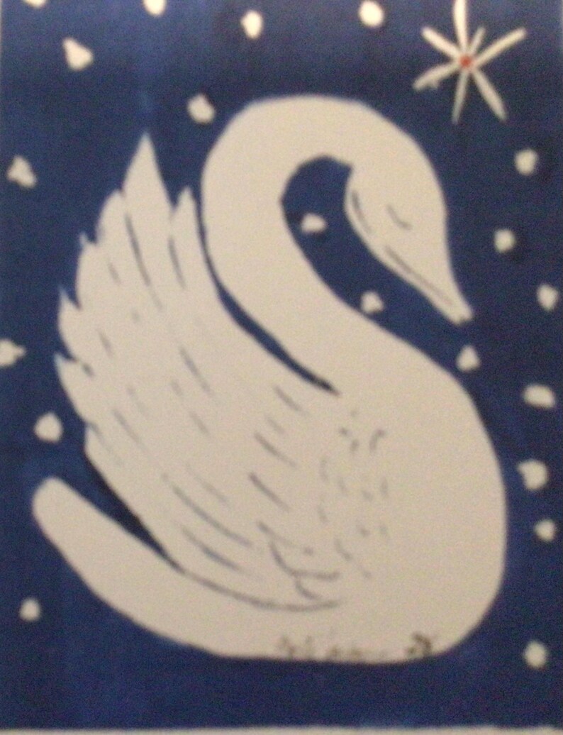 Watercolor Holiday Cards of a Beautiful Swan in the Snow - Etsy
