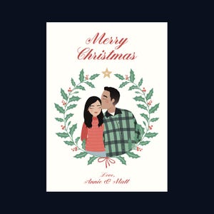 Couple Christmas Card Template, Family Card, Xmas Custom Portrait Card ...