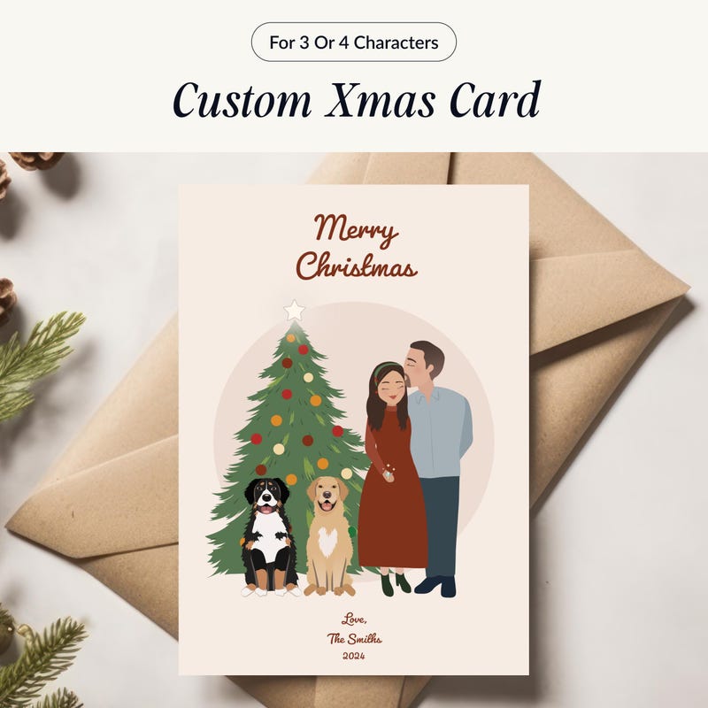 Personalized Cartoon Christmas Cards - Etsy