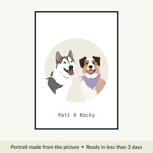 Custom Pet Portrait for 2 Pets Personalized Animal Illustration Dog ...