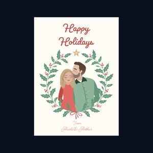 Couple Christmas Card Template, Family Card, Xmas Custom Portrait Card ...