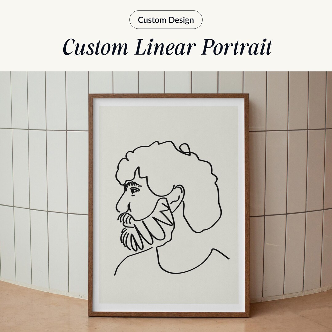 Minimalist Portrait Linear Art Custom Line Drawing Personalized Minimal ...