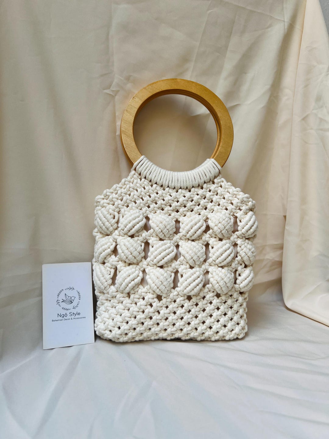 MACRAME BAG, Macrame Clutch, Macrame Top Handle Bag, Macrame Bag With ...