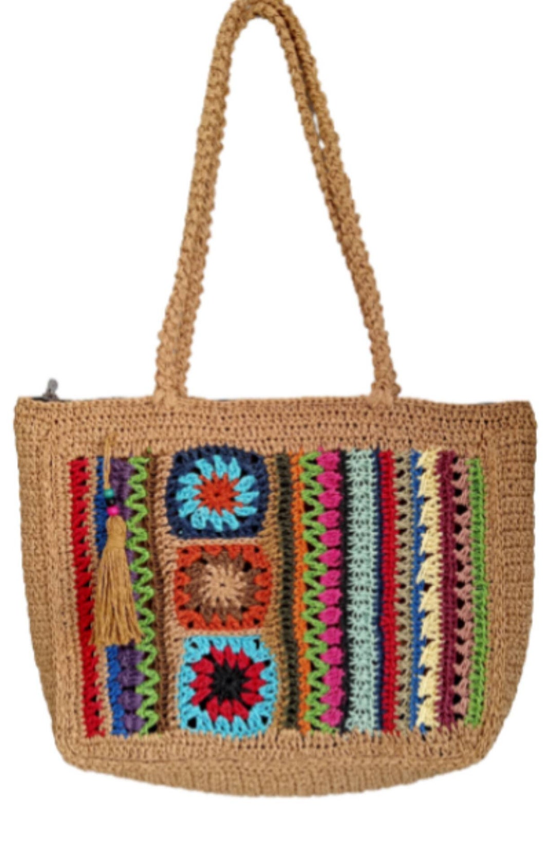 Granny Square Bag, Colorful Otantic Straw Bag, Straw Modern Bag ...