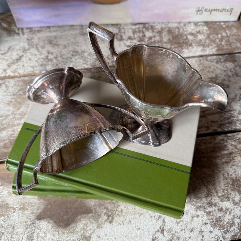 Vintage Pairpoint Silver Plated Cream and Sugar Dishes - Etsy