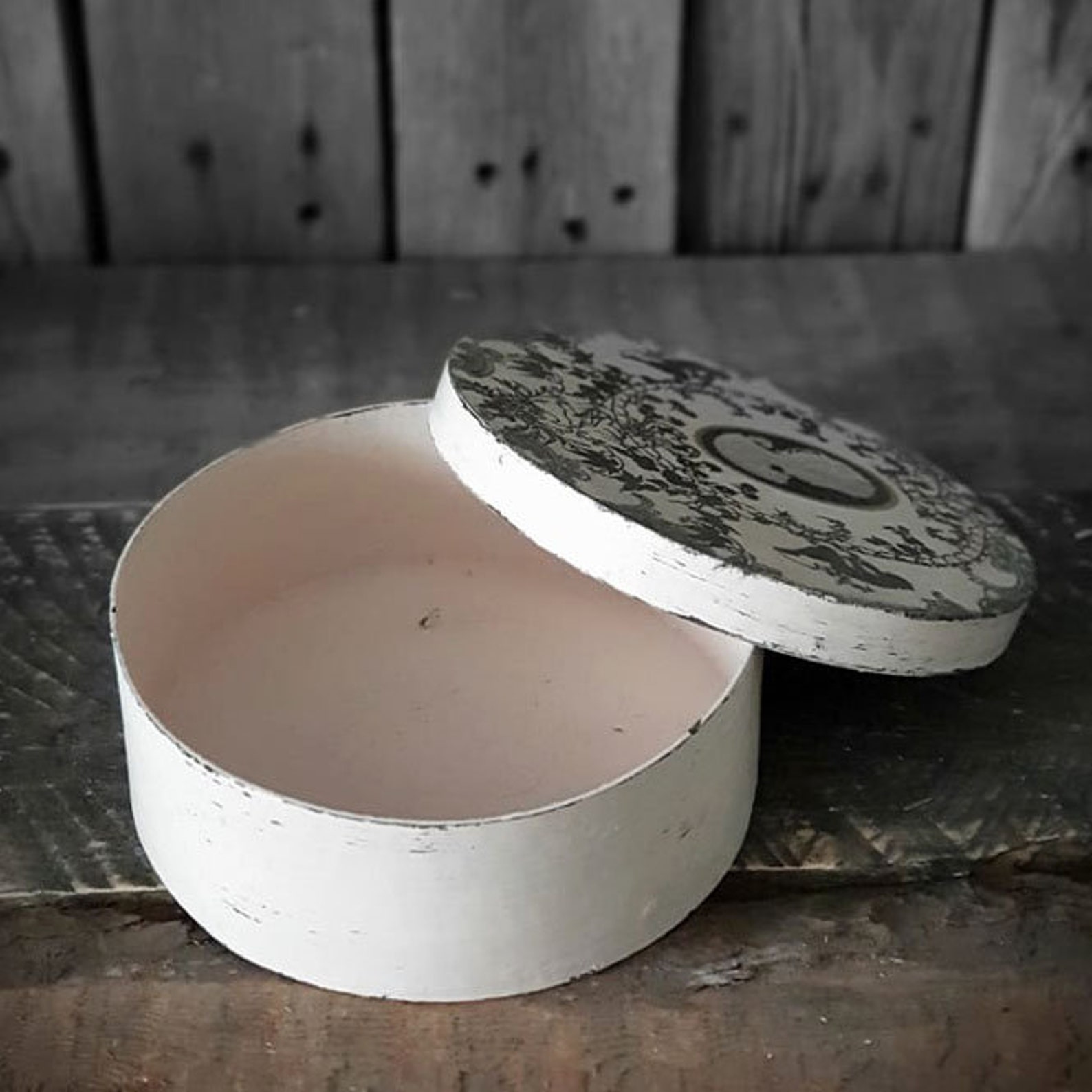 Caja Redonda De Madera Con Tapa Etsy España