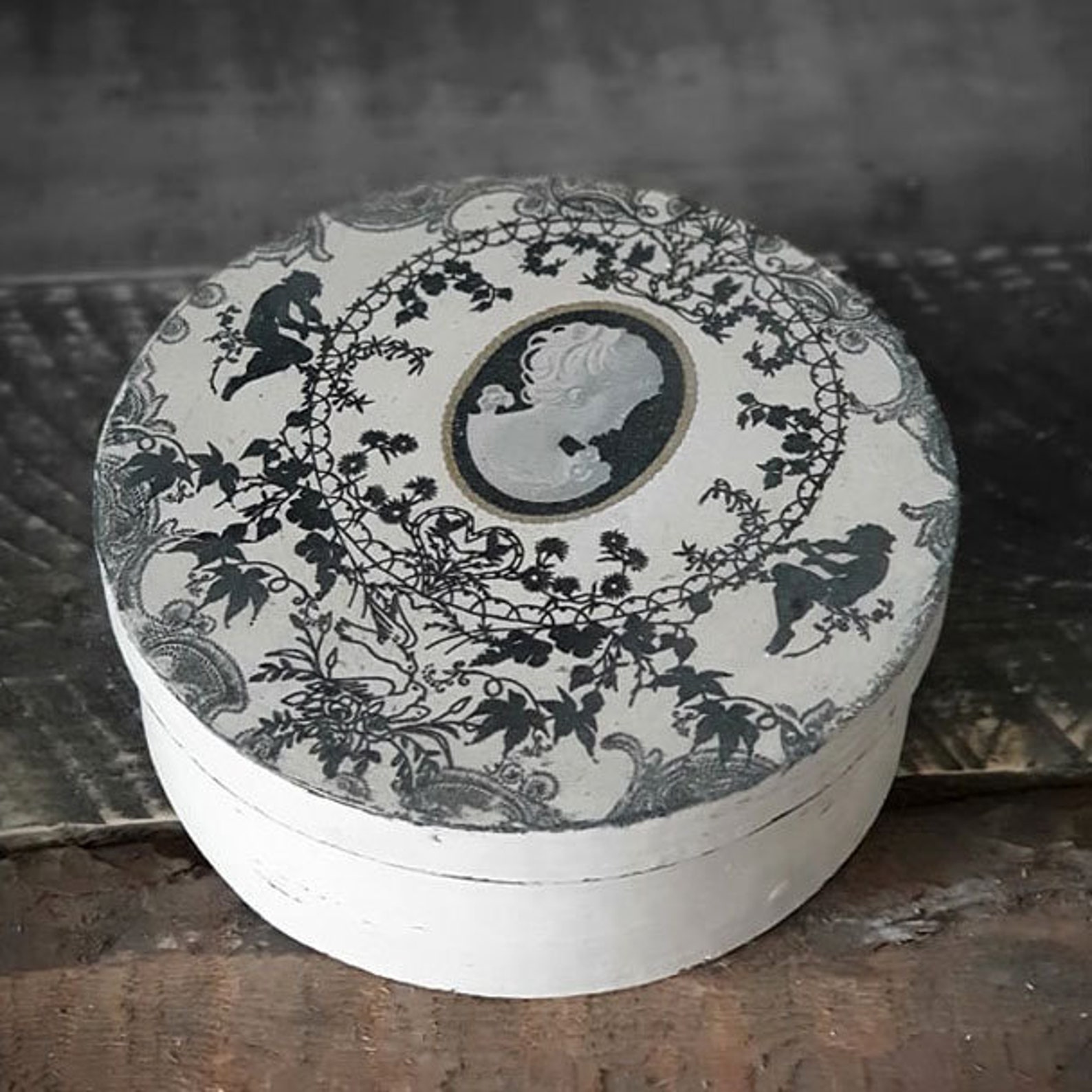 Caja Redonda De Madera Con Tapa Etsy España