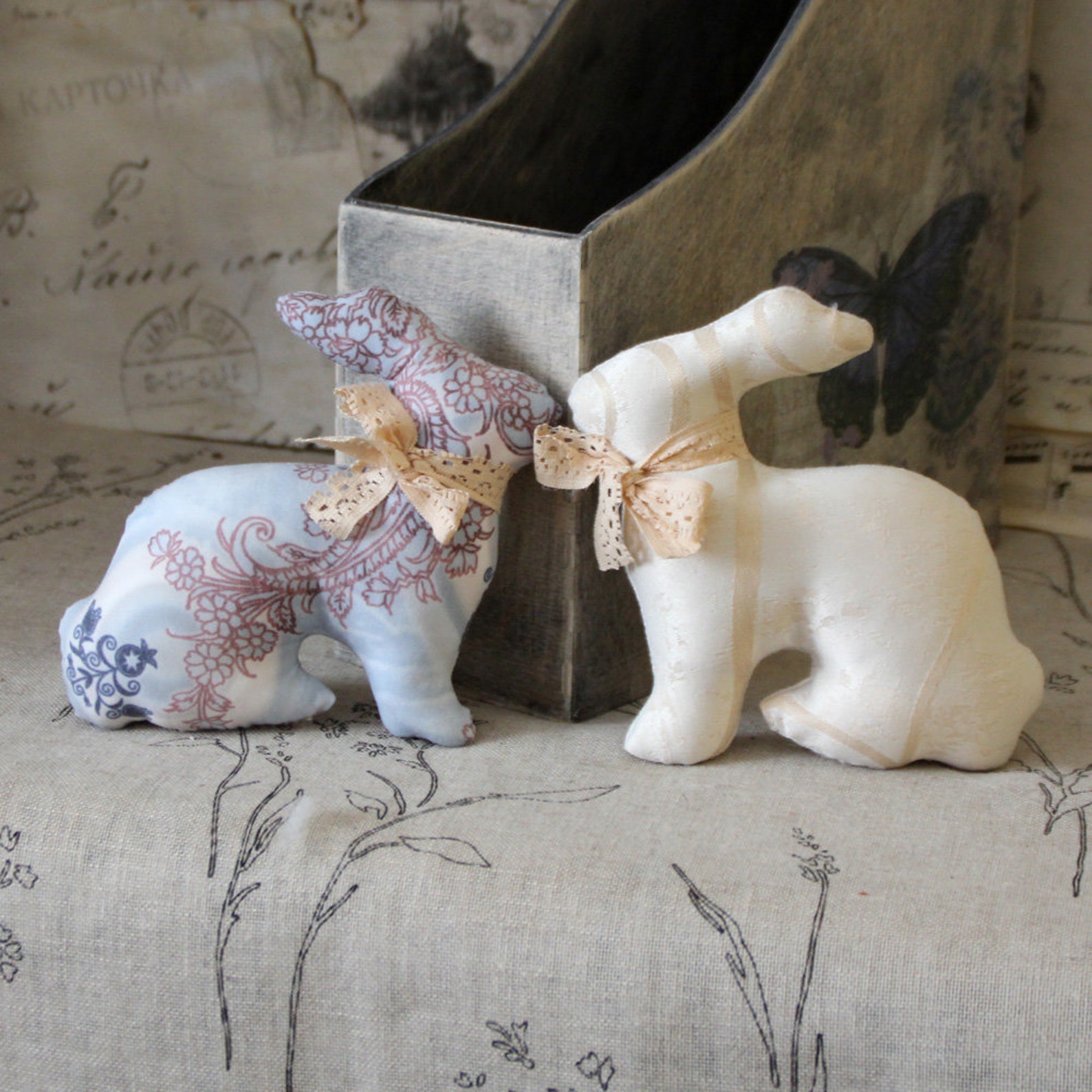 Vintage Cloth Bunny Pair 17 Cm - Etsy Denmark
