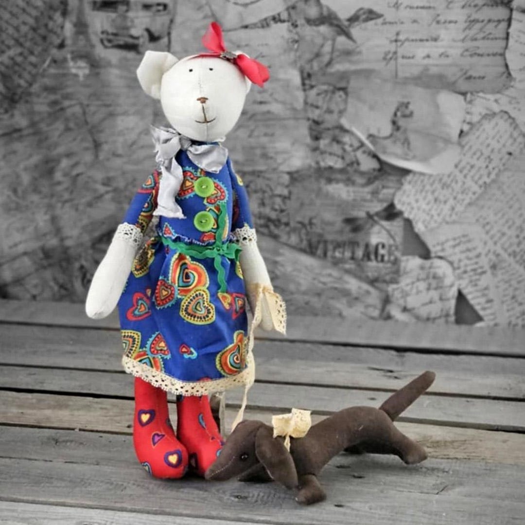 Vintage Artist Bear Tilda Style With Dog - Etsy