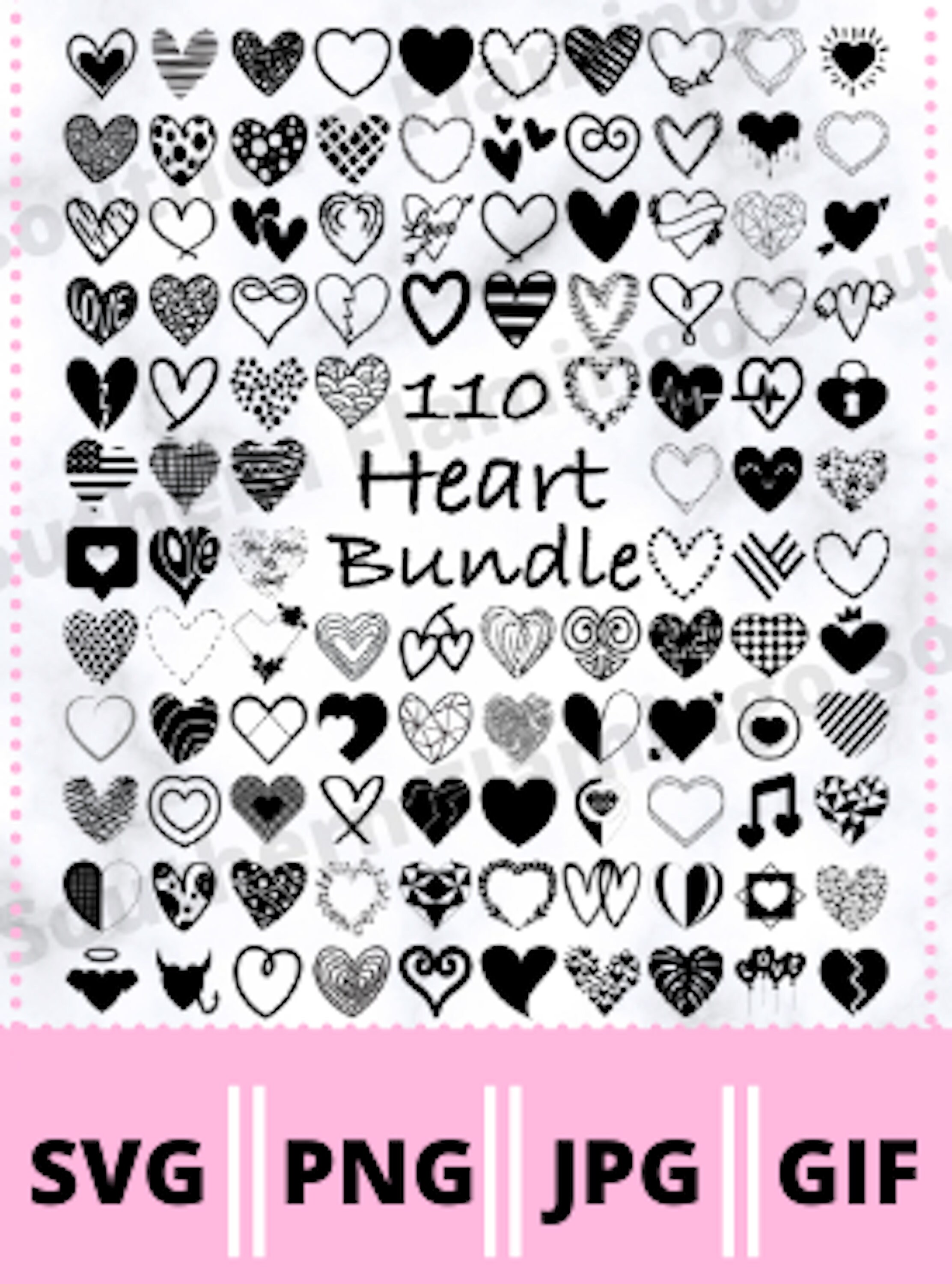 110 Heart Bundle Heart Svg Hand Drawn Heart Svg Open Heart - Etsy