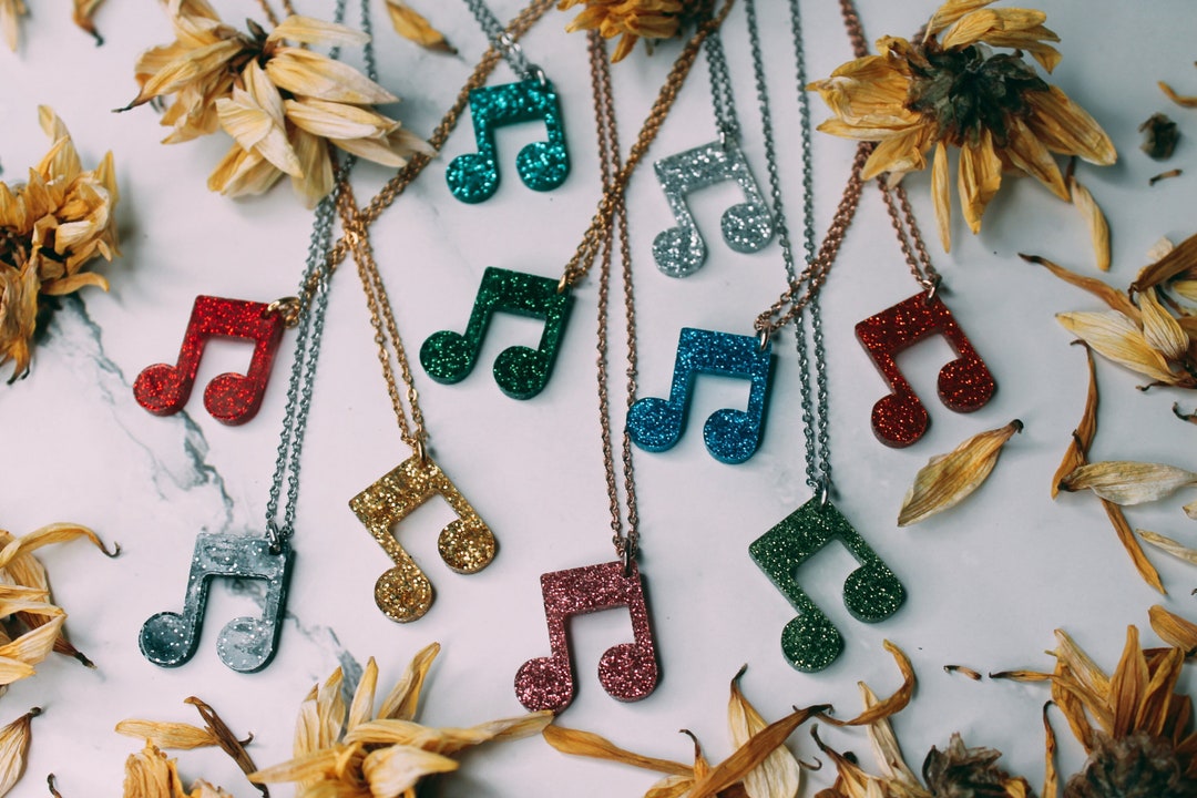 Glitter Music Note Necklace, Music Note Pendant for Musicians, Note ...