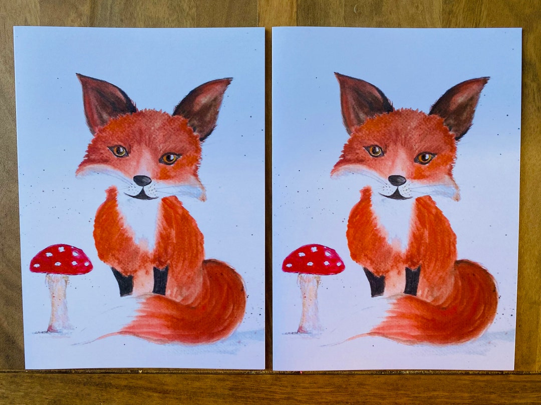 Little Red Fox Blank Greetings Cards - Etsy