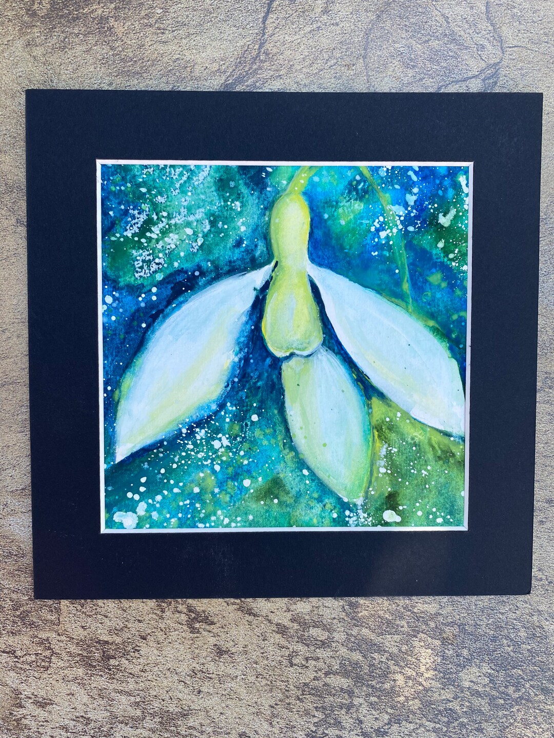 Original Watercolour Snowdrop Art , Mounted. 8x8 - Etsy