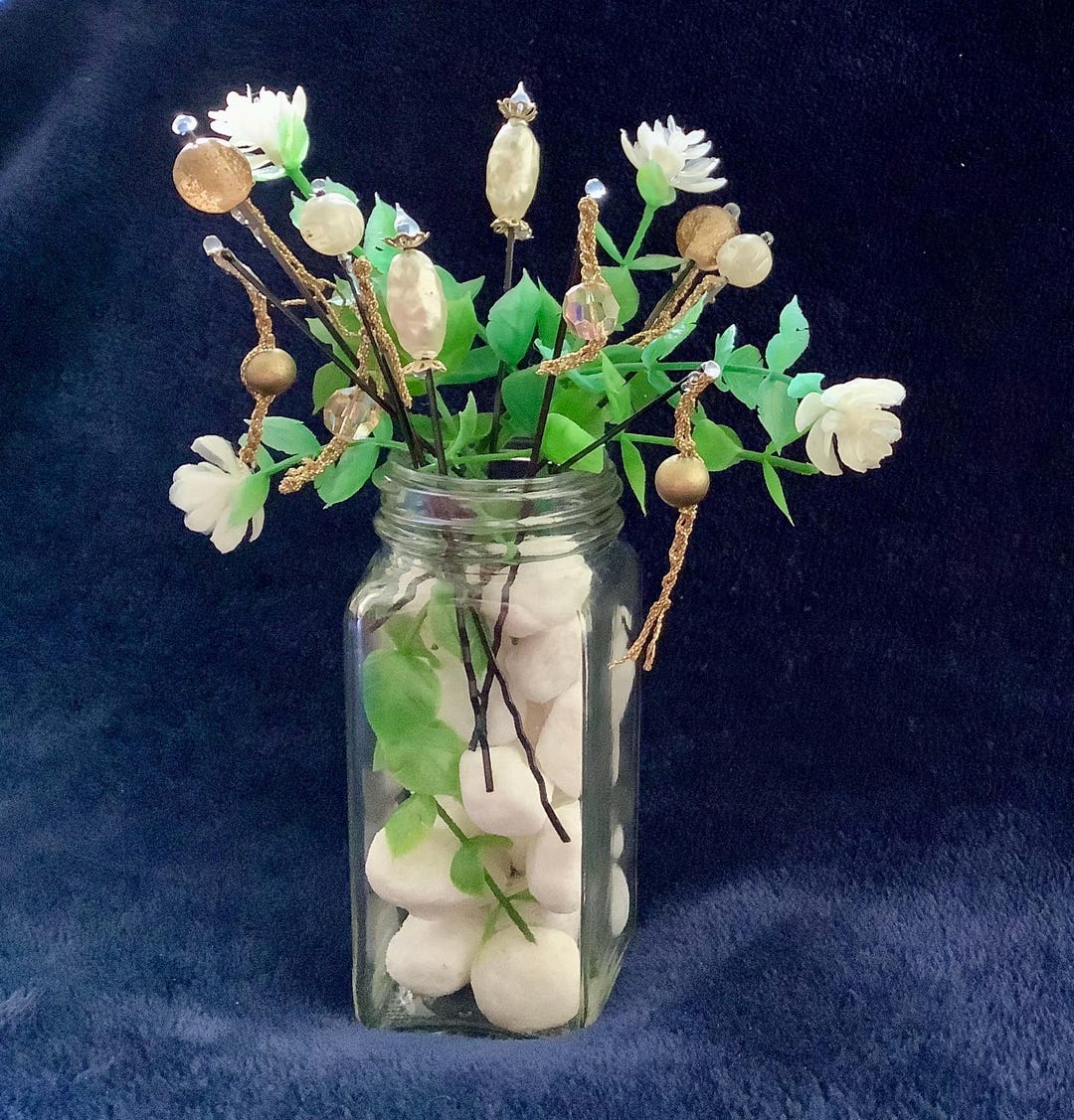 Mini Faux Plant With Stones & Garden Stakes- Zen Asian Decor, Eclectic ...