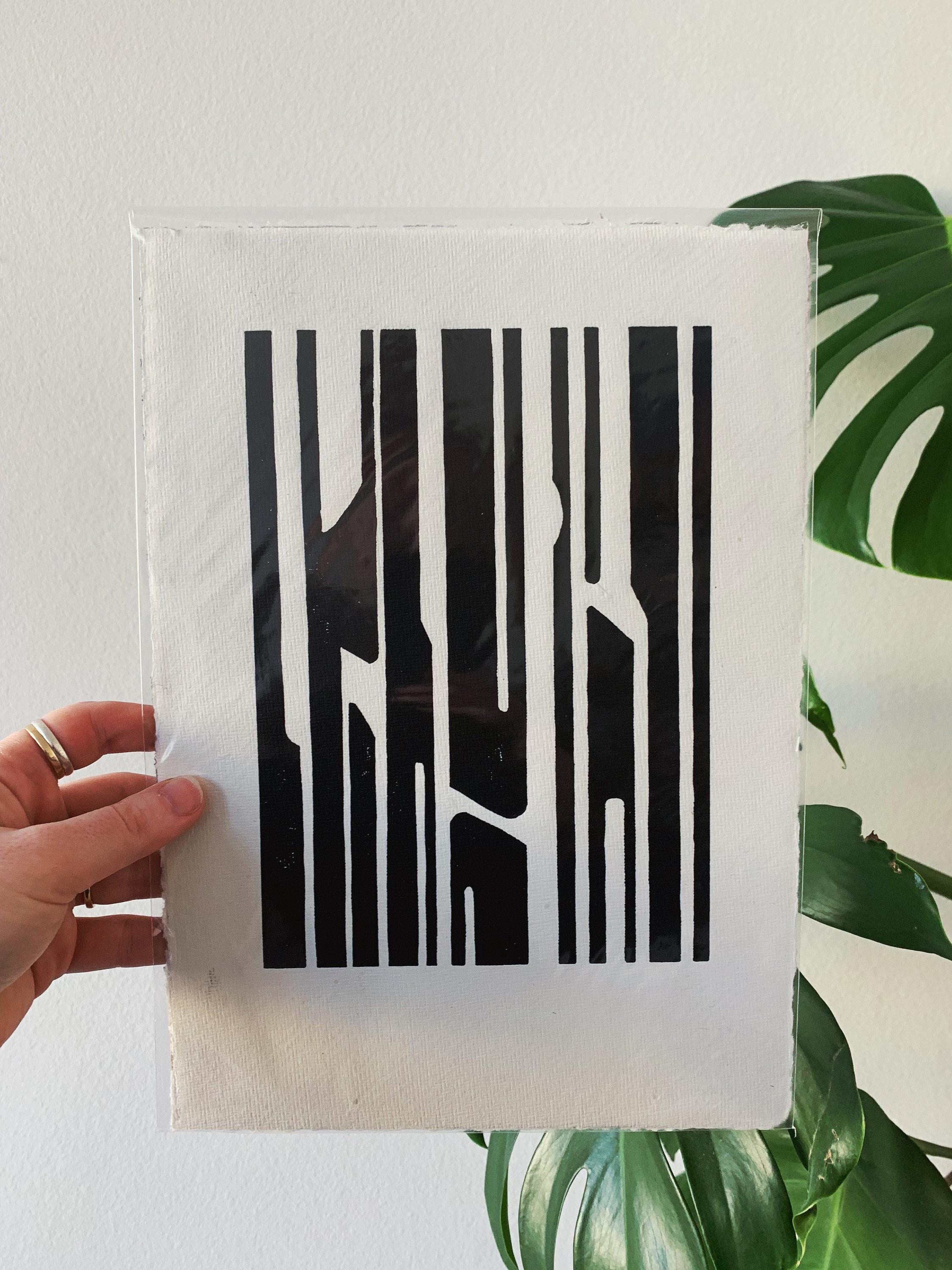 Minimal Abstract Lino Print Original Handmade Print sold by Basilisk ...