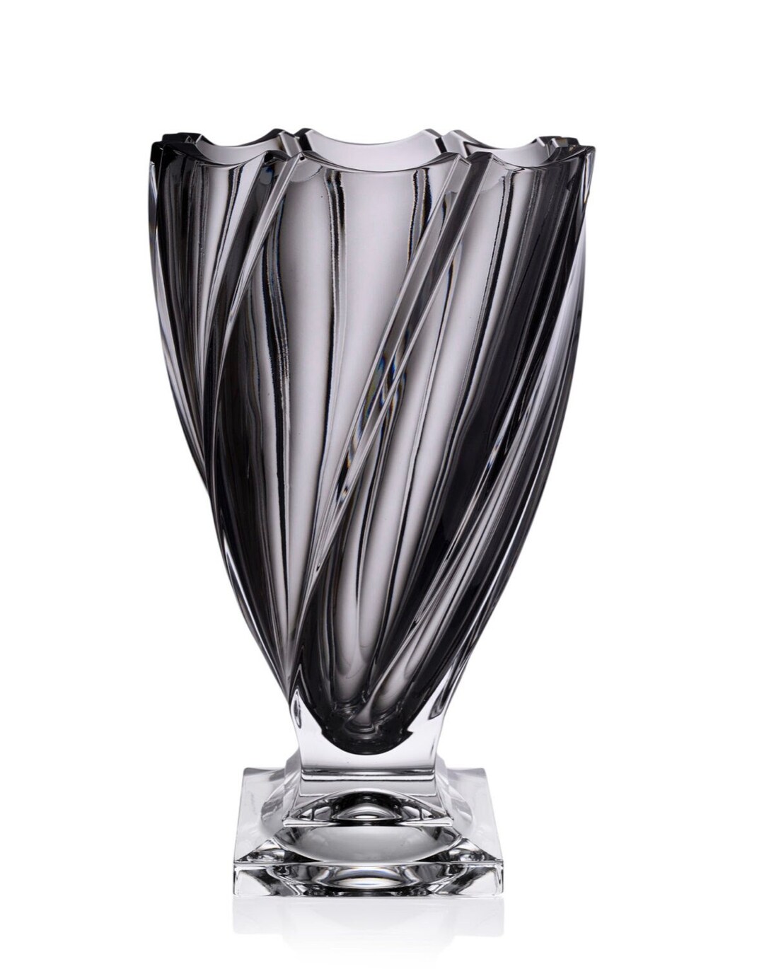 Footed Vase 13 ,crystal Glass Flower Vase ,home Decor, Centerpiece Gray ...