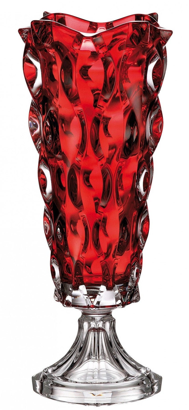 Footed Vase 15 Flower Crystal Glass Vase bohemia - Etsy