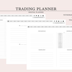 LIGHT | Undated Digital Stock Trading Planner | Trading Log ...