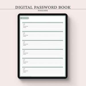 Hyperlinked Cozy Password Book Template With 8 Sections | Vertical ...