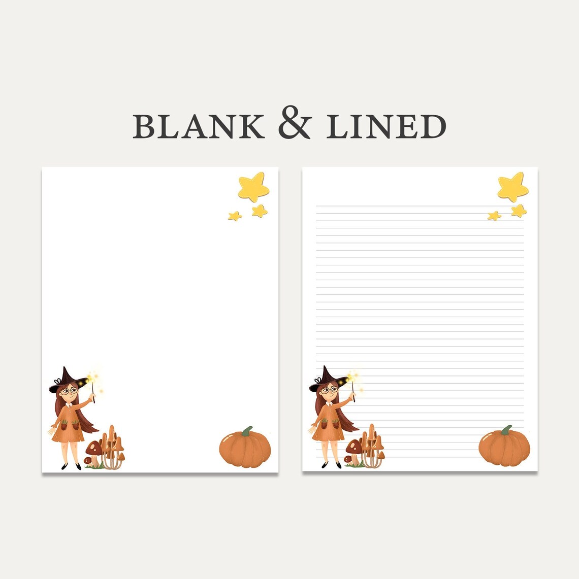 Cozy Halloween Witch Notepad + Sticky Memo Note Printable | 8x11 & A4 ...