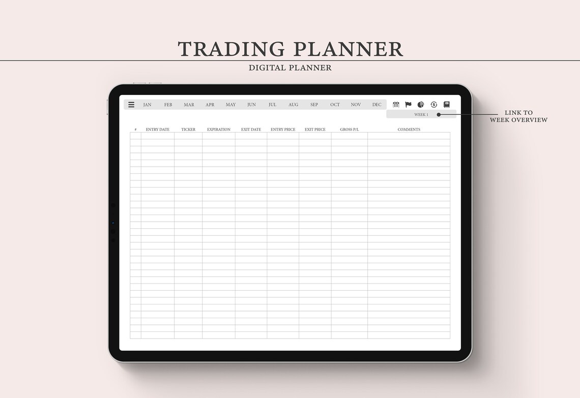 LIGHT | Undated Digital Stock Trading Planner | Trading Log ...