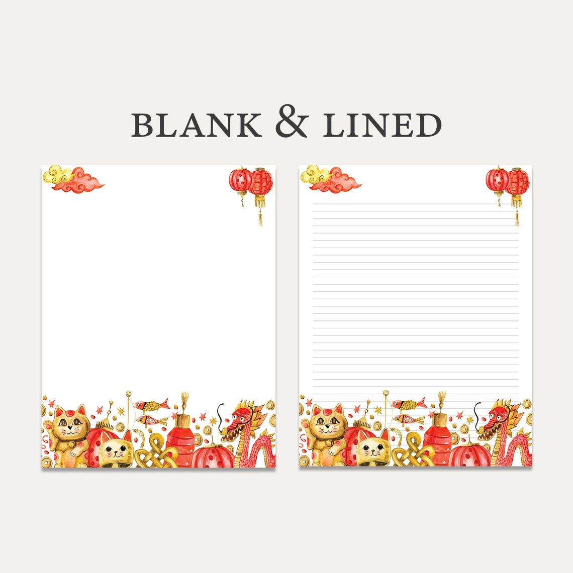 Chinese Lunar New Year Sticky Memo Note Printable | 4 Styles | 8x11 ...