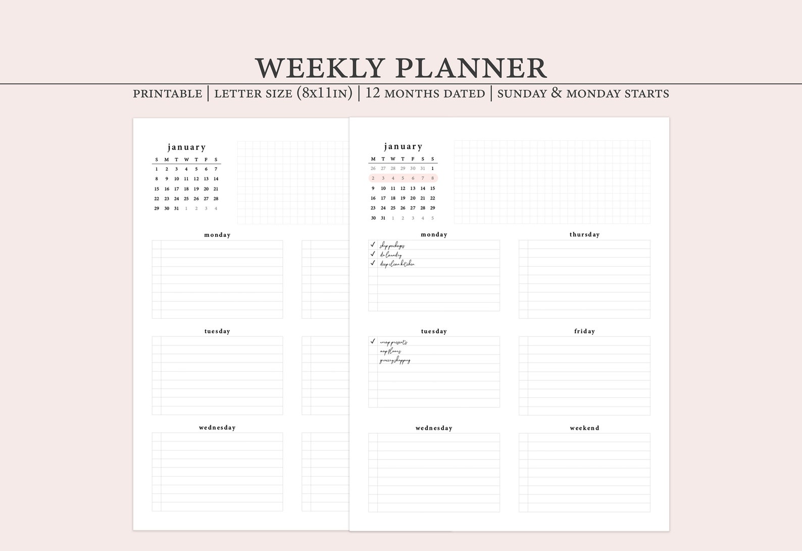 2023 Minimalist Daily to Do List Weekly Daily Planner | Vertical Layout ...